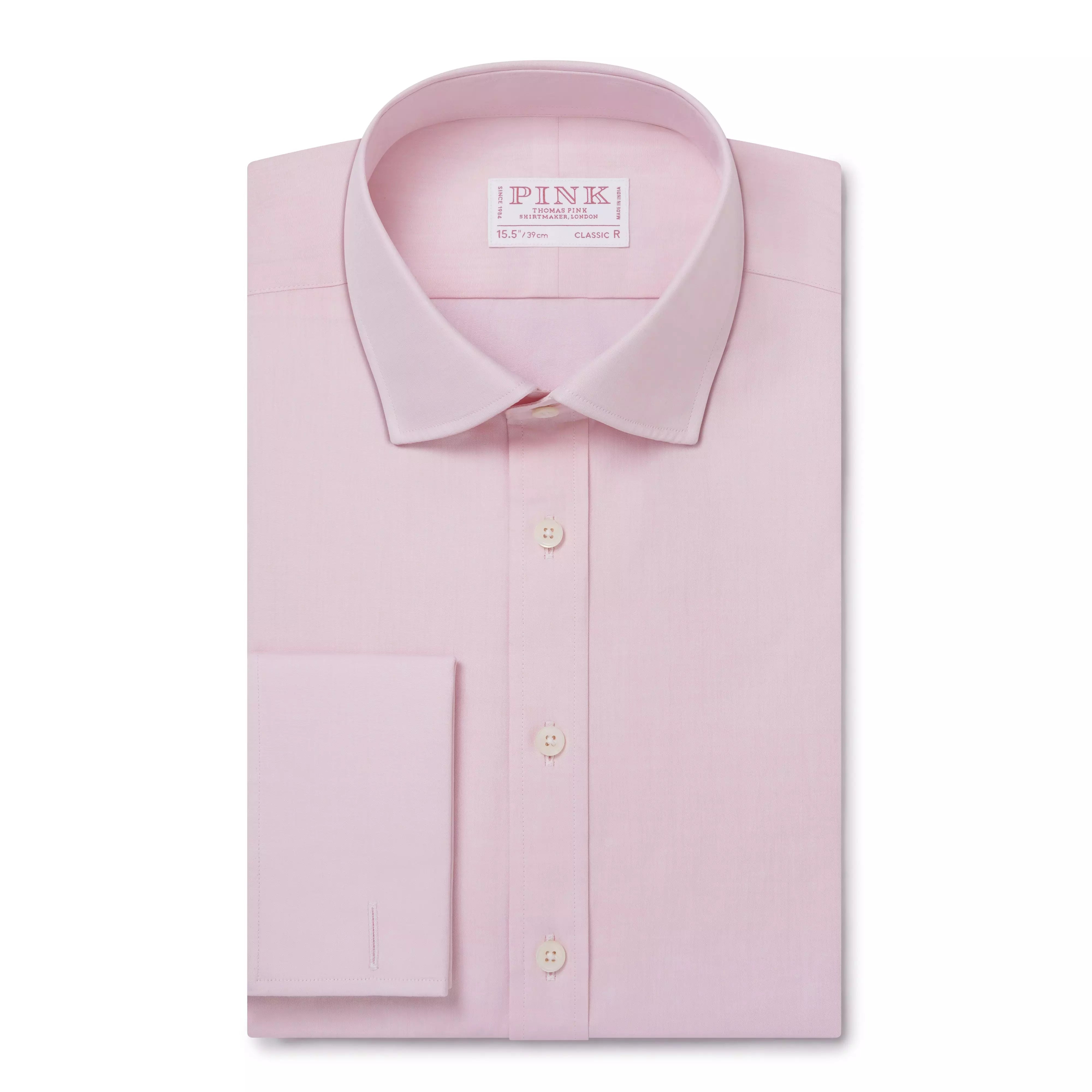 Pale Pink Classic Fit Essential Double Cuff Poplin Formal Shirt ...